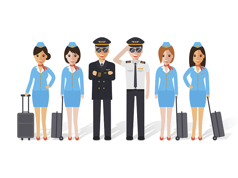 机舱乘务员,飞行员,风,水平画幅,绘画插图,制服,套装,卡通,商业金融和工业,成年的,设计模板,汇图网www.huitu.com