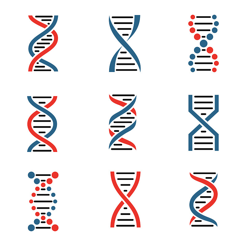 脱氧核糖核酸图标集分离着色白色背景形状绘画插图符号科学组物体生物学设计模板汇图网